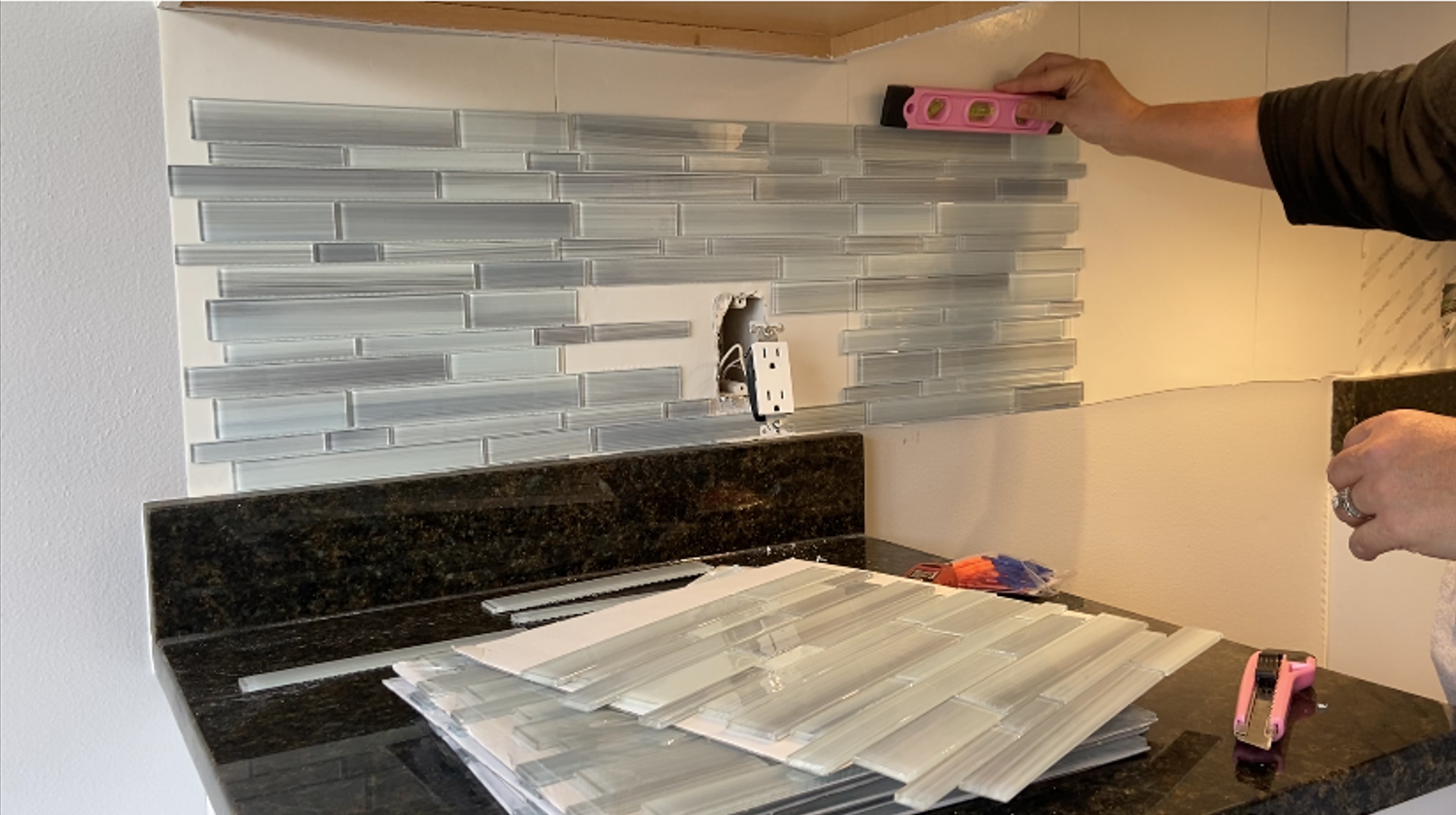 How to Install Backsplash Using Adhesive Tile Mat Backing • Marcia Socas