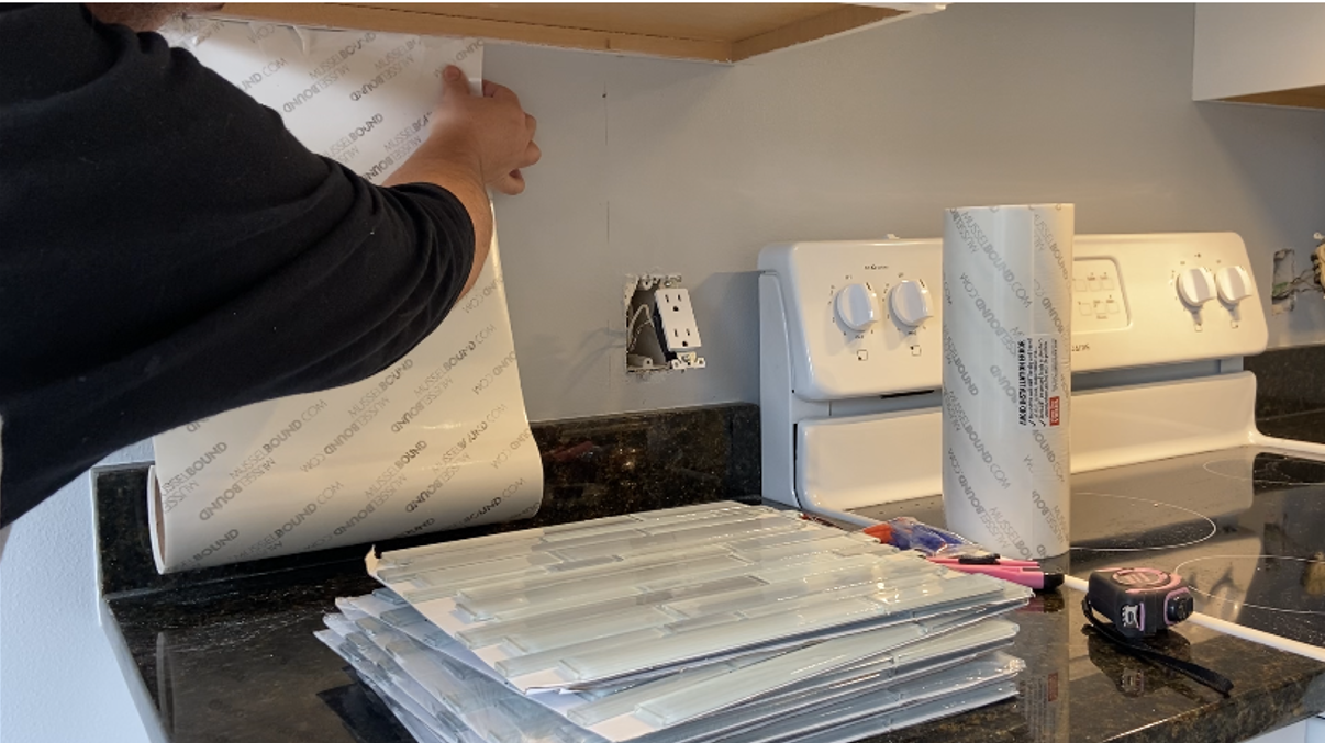 How to Install Backsplash Using Adhesive Tile Mat Backing • Marcia Socas