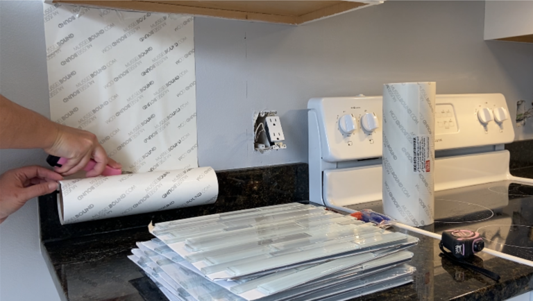 How to Install Backsplash Using Adhesive Tile Mat Backing • Marcia Socas