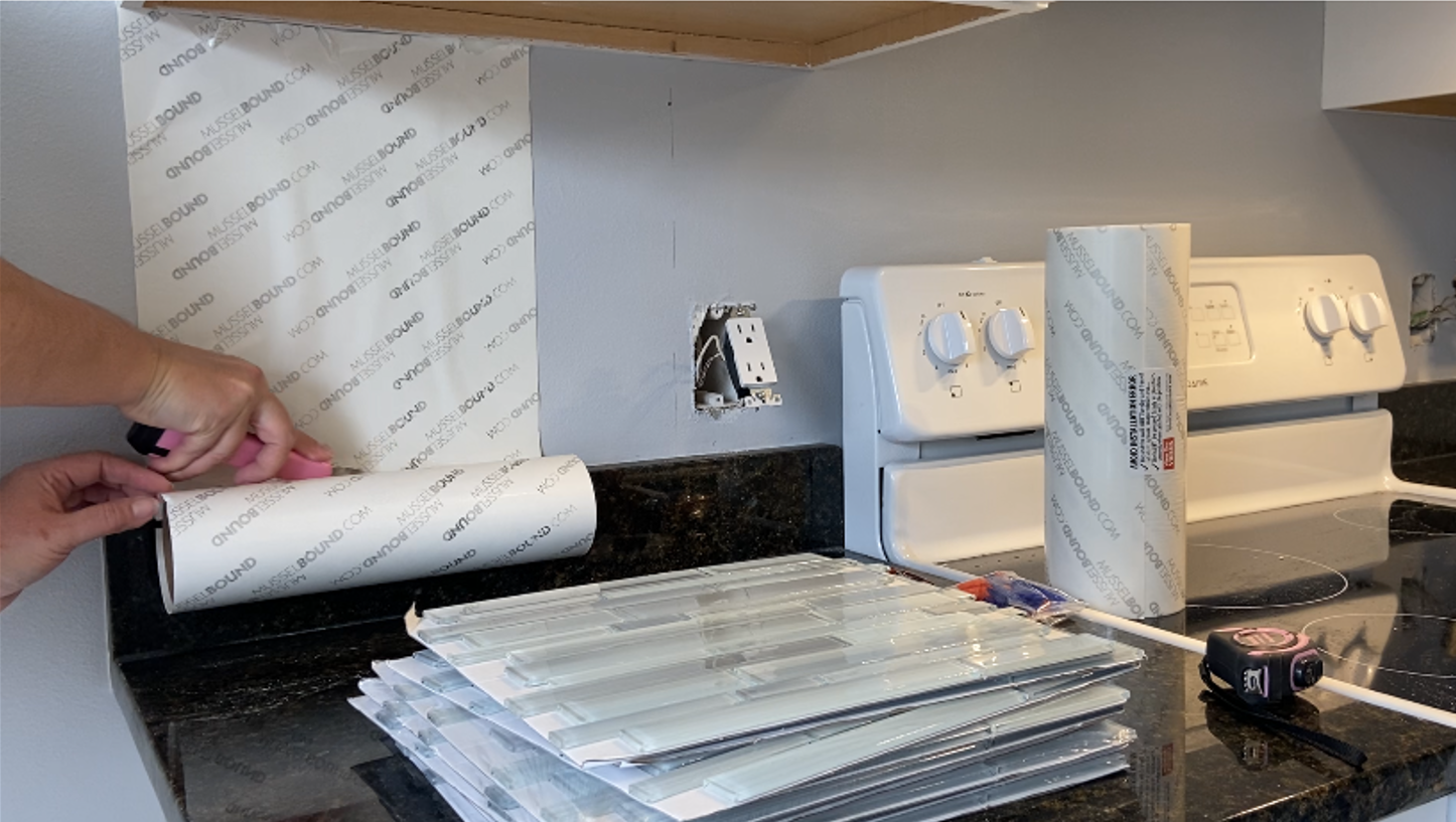 How to Install Backsplash Using Adhesive Tile Mat Backing • Marcia Socas