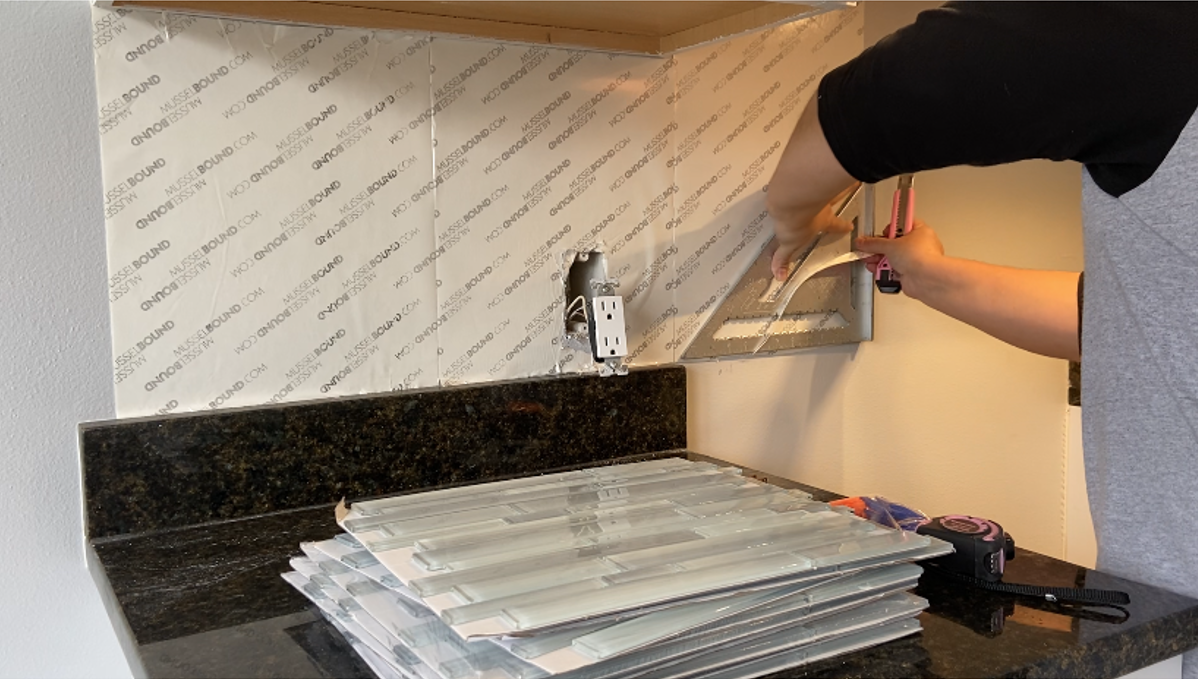 How to Install Backsplash Using Adhesive Tile Mat Backing • Marcia Socas