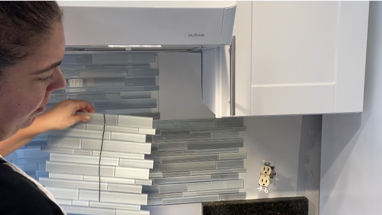 How to Install Backsplash Using Adhesive Tile Mat Backing • Marcia Socas