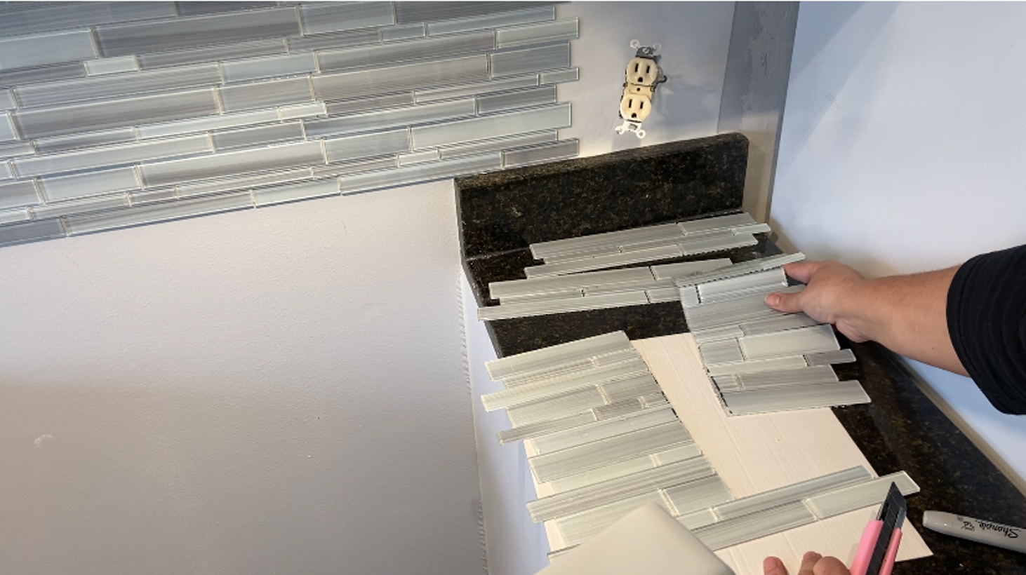 How to Install Backsplash Using Adhesive Tile Mat Backing • Marcia Socas